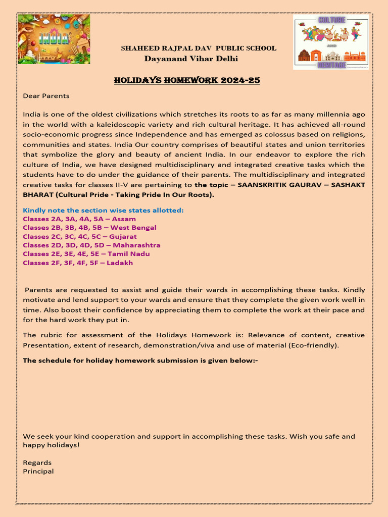 CLASS 3 Holidays Homework 2024-25 | PDF