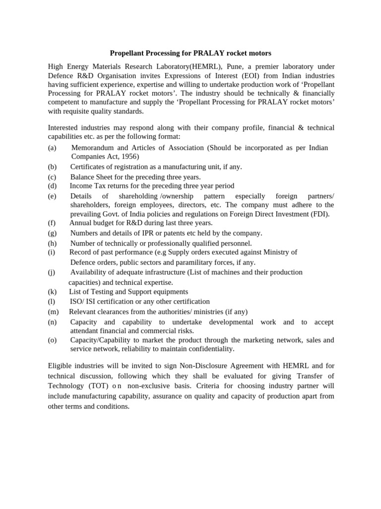 General Write Up - Parlay Rocket Motor | PDF