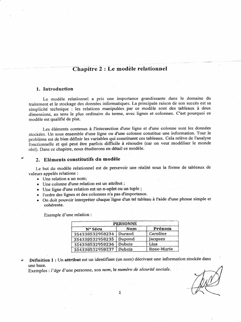 Chapitre 2 Le Modele Relationnel | PDF