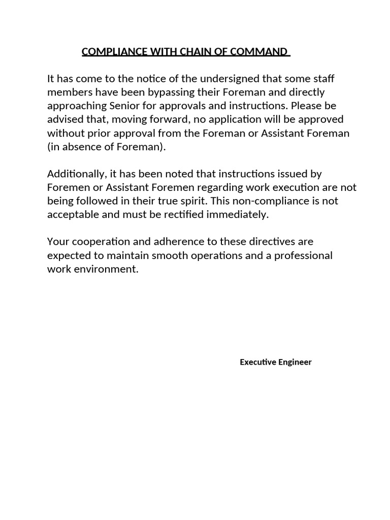 Chain of Command Compliance Notice | PDF