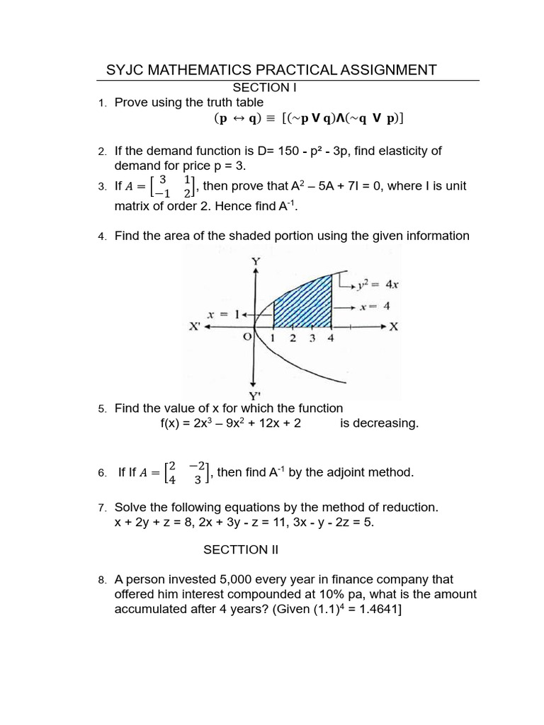 Syjc Mathematics Practical Assignment 2024-25 | PDF | Demand | Mathematics