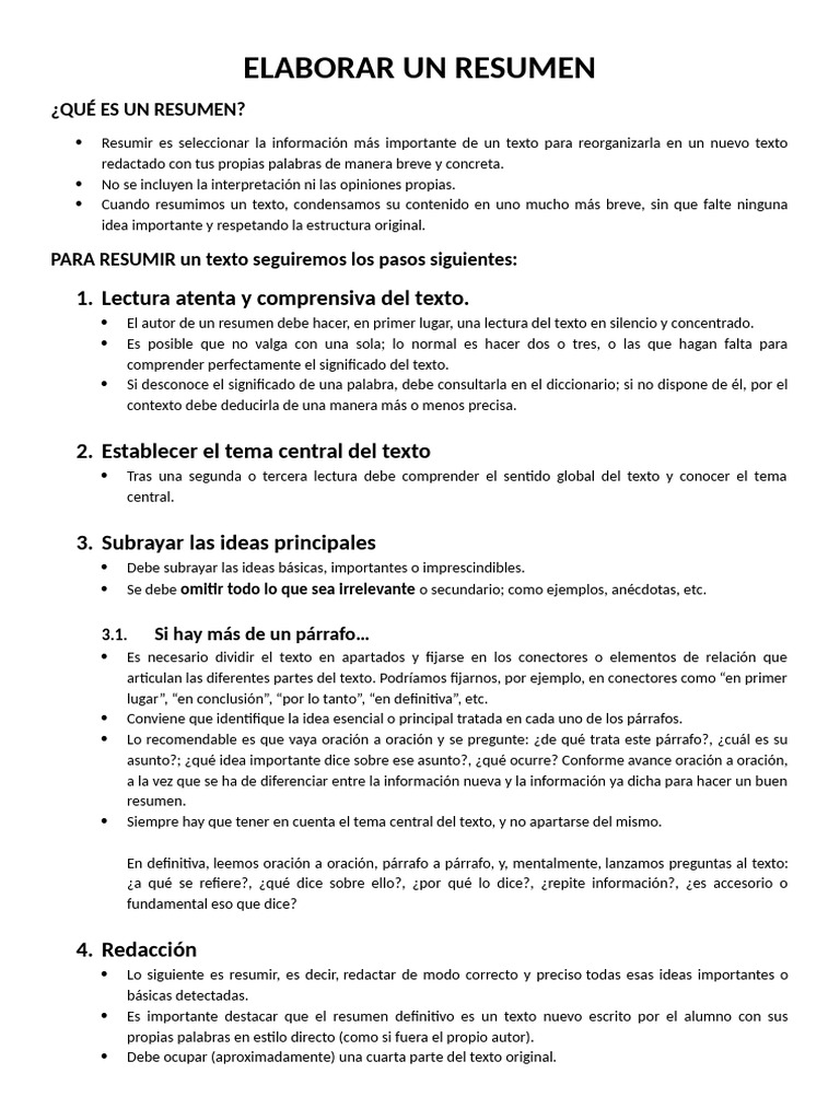 Elaborar Un Resumen | PDF
