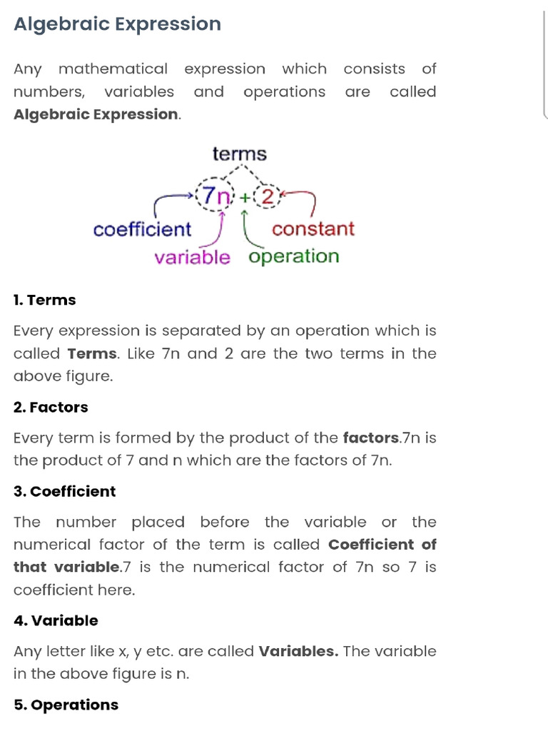 CH - Algebraic Expressions-1 | PDF
