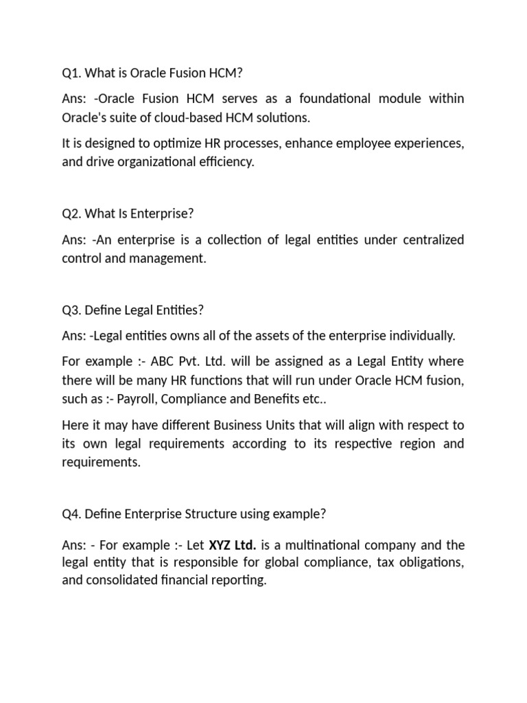 Oracle HCM Core HR Question Paper With Answers | PDF | Human Resource ...