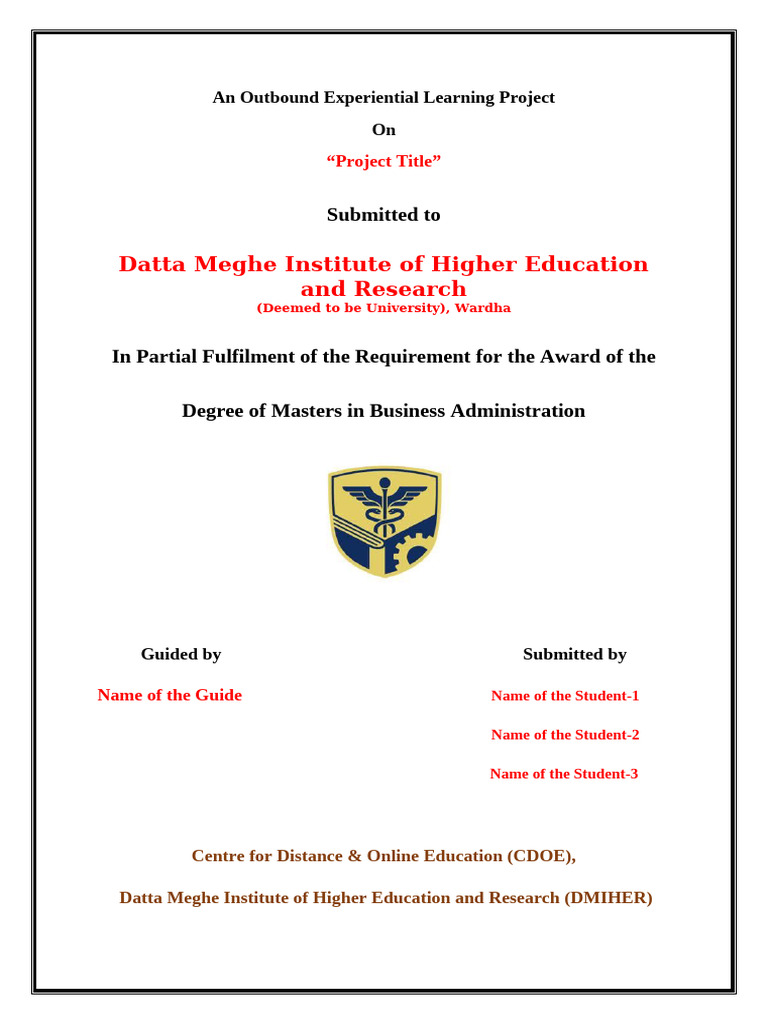 Outbound Experiential Learning Project MBA CDOE | PDF | Science | Methodology