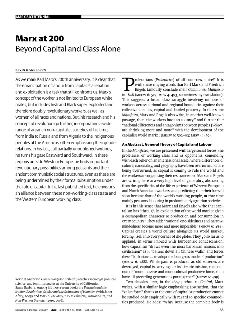 SA LIII 40 061018 Kevin B Anderson | PDF | Karl Marx | Exploitation Of ...
