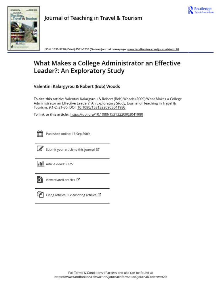 What Makes A College Administrator An Effective Leader An Exploratory ...