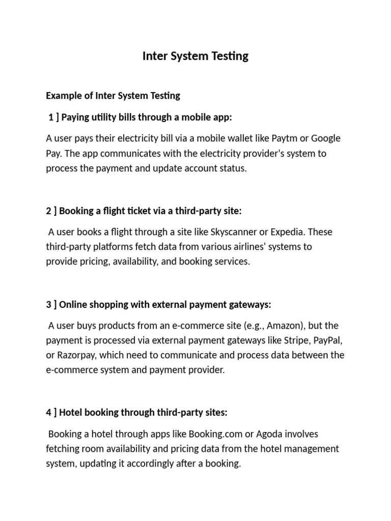Inter System Testing Example | PDF