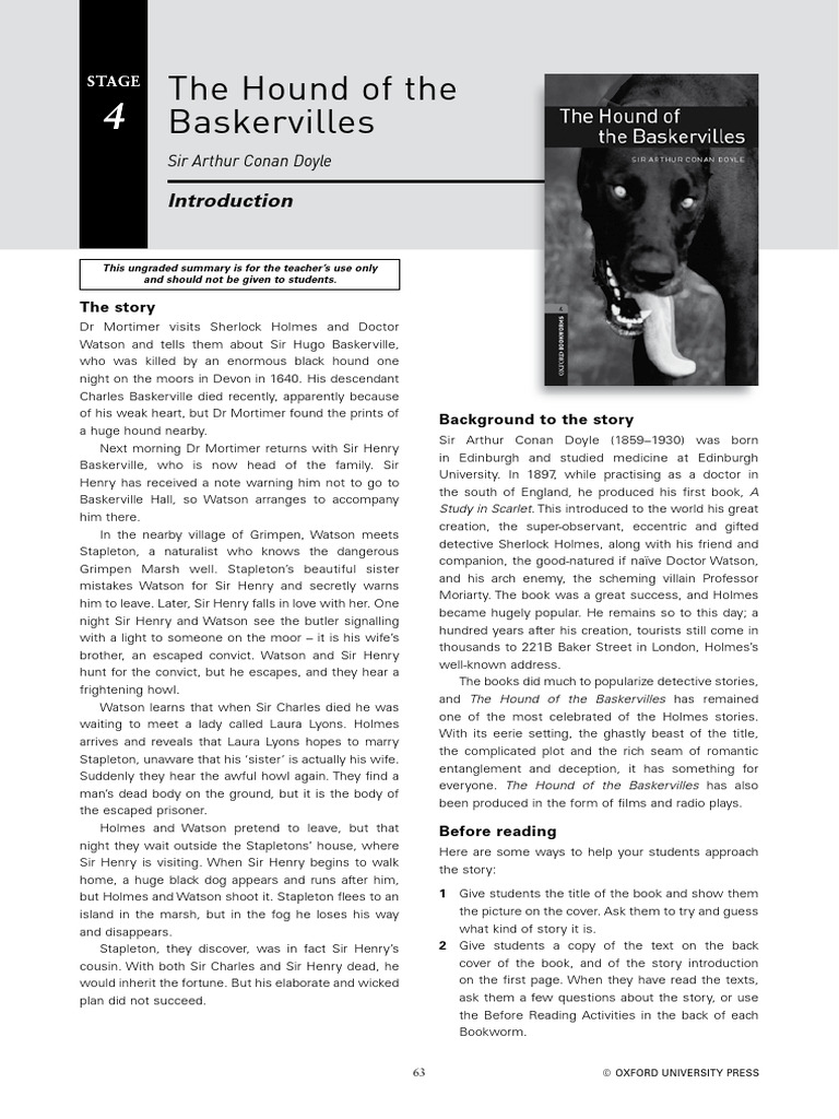 Activity Worksheet | PDF | The Hound Of The Baskervilles | Dr. Watson