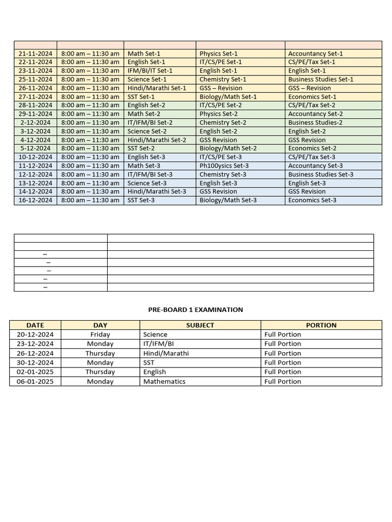 Board Question Paper Solving Timetable For Grade X & XII 3 | PDF | Science
