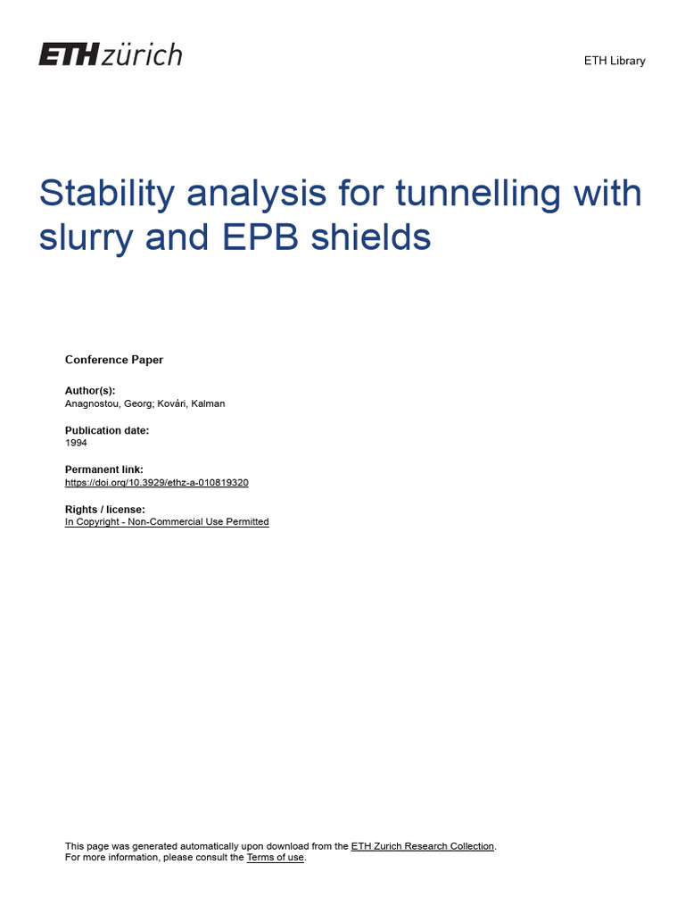 Anagnostou Kovári - 1994 - Stability Analysis For Tunnelling With ...