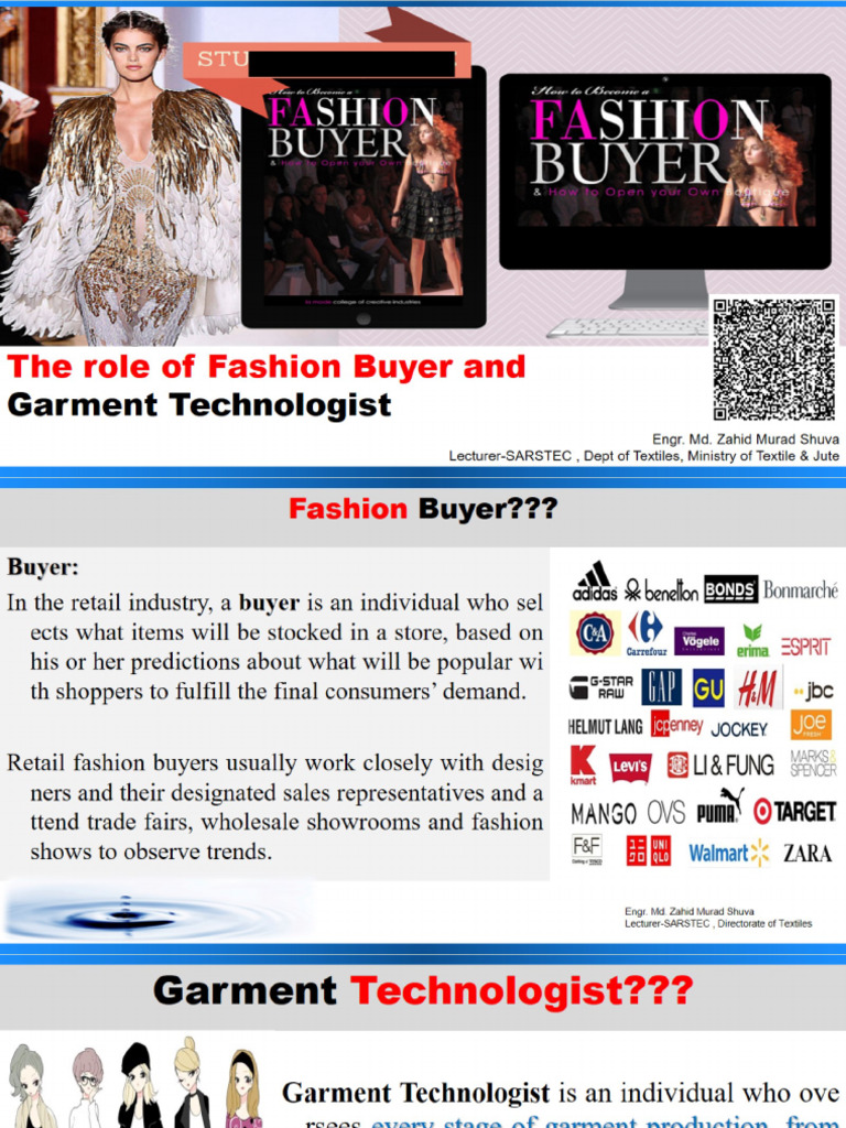 The Role of Fashion Buyer and Garment Technologist Ppx-3 | PDF