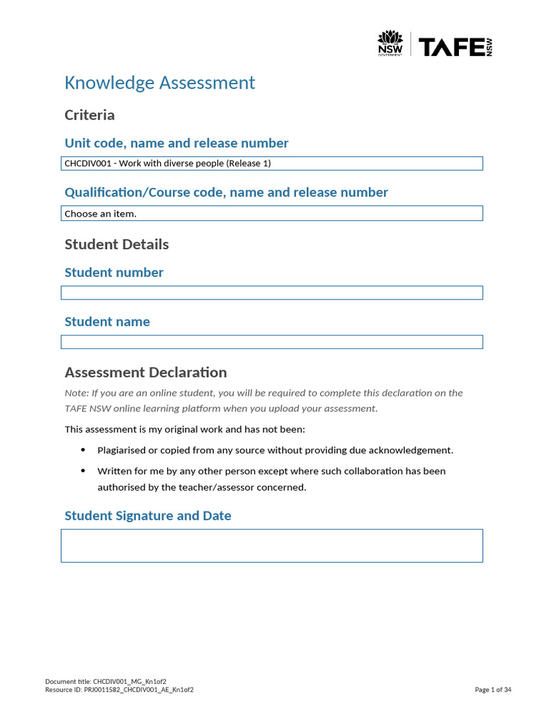 CHCDIV001 Assessment Task 1 | PDF | Gender | Gender Studies