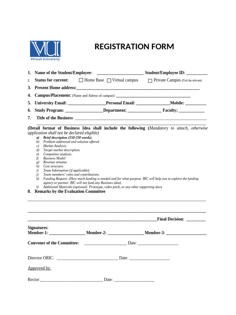 Application Form For 2nd Cohort BIC | PDF