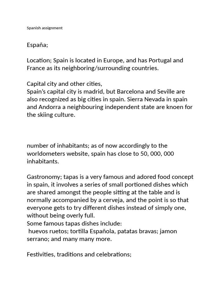 Spanish Assignment | PDF
