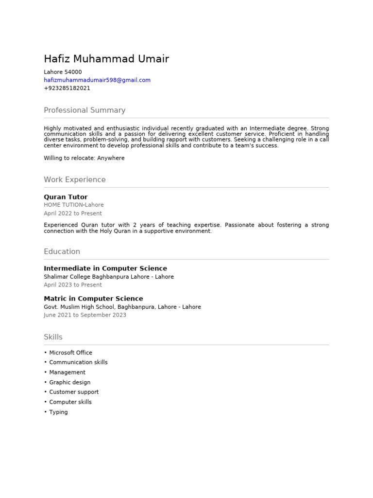 Hafiz Muhammad Umair | PDF