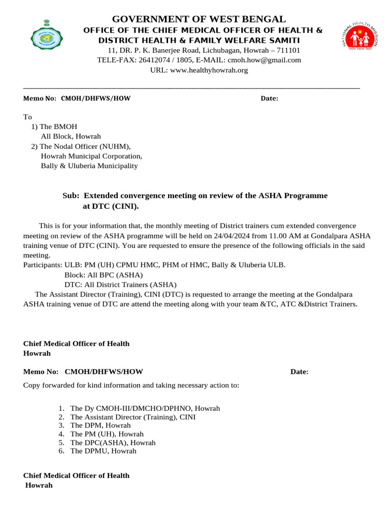 Letter For Convergence Meeting of DT & BPC | PDF