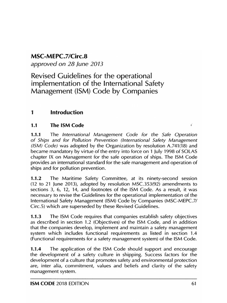 MSC-MEPC.7 - CIRC8 Implementation Du ISM Code | PDF