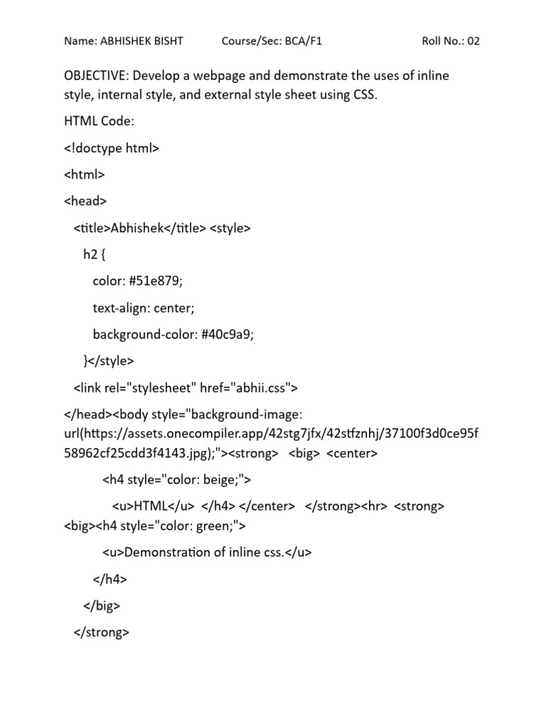 CSS Stylesheet Demonstration Project | PDF