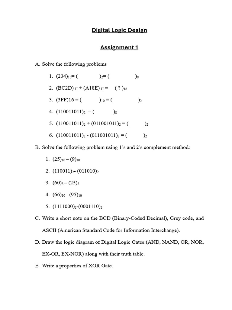 Digital Logic Design Assignment Solutions | PDF
