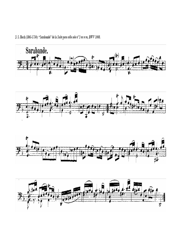 Sarabande 1008 Bach | PDF
