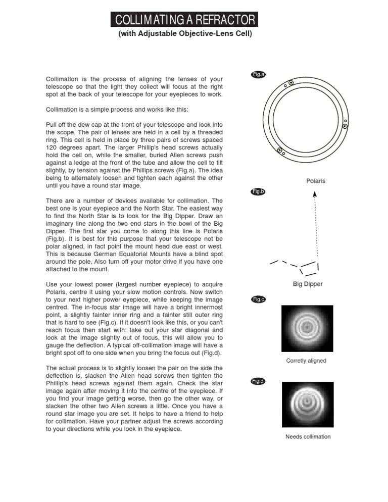 Refractor Collimation Guide | PDF | Lens (Optics) | Telescopic Sight