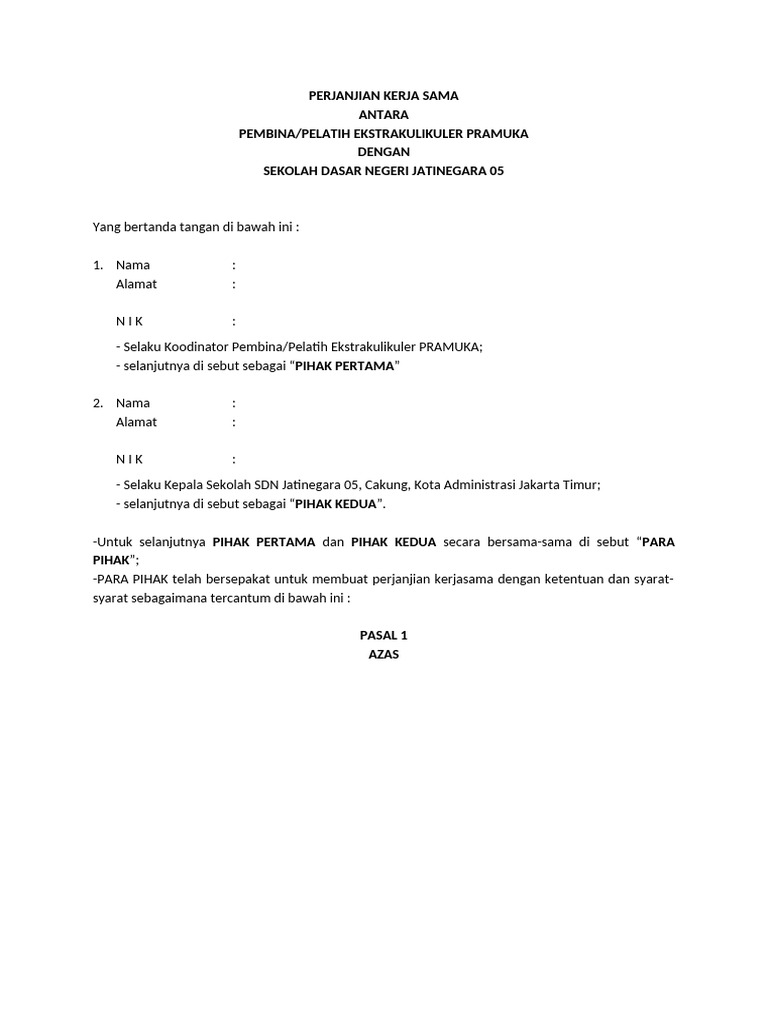 Perjanjian Kerja Sama Pramuka | PDF