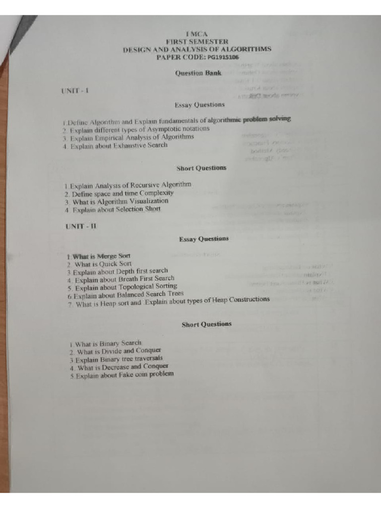 DAA - Quetion Bank | PDF