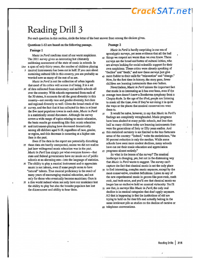 SAT Reading Practice Test 3 | PDF
