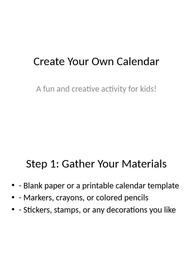 Create Your Own Calendar | PDF