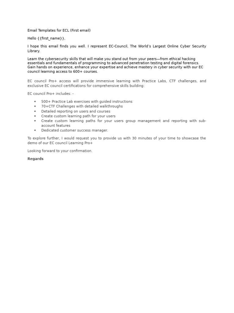Email Templates for ECL | PDF