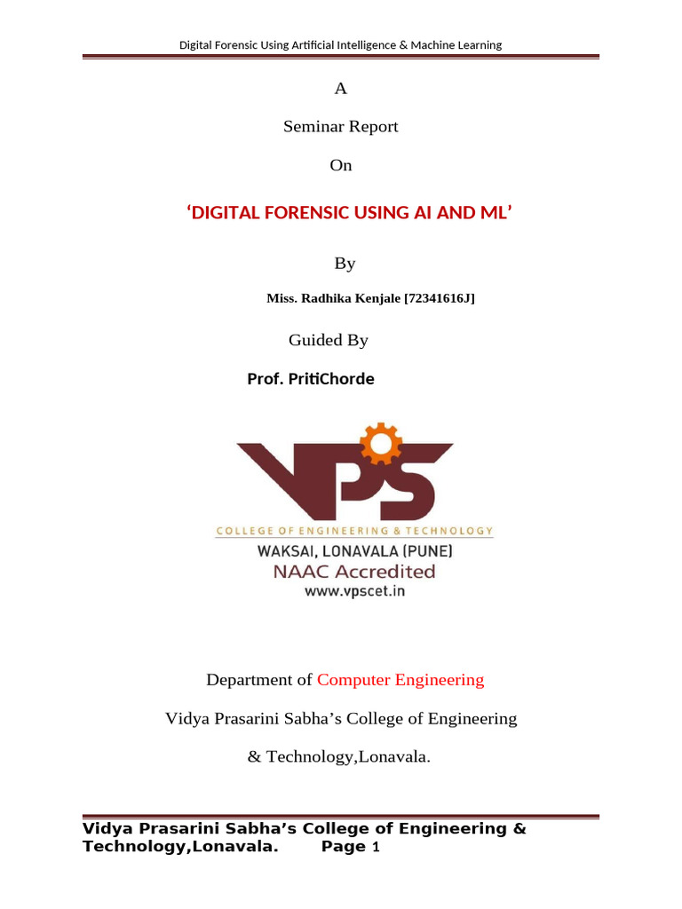 AI & ML in Digital Forensics Seminar | PDF | Cybercrime | Digital Forensics
