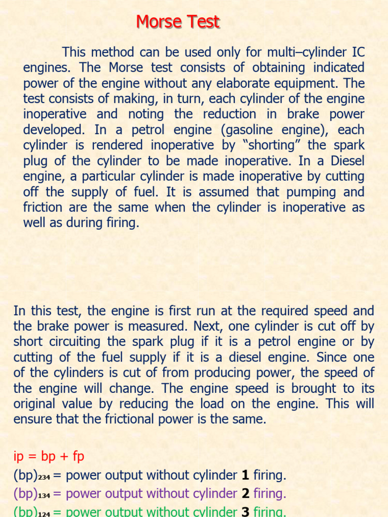 Morse Test for Multi-Cylinder Engines | PDF | Internal Combustion ...