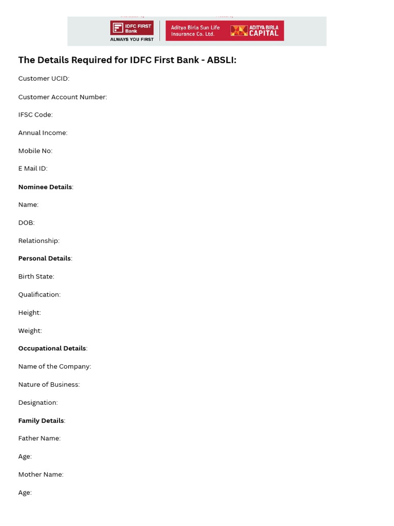 IDFC First Birla Client Info | PDF