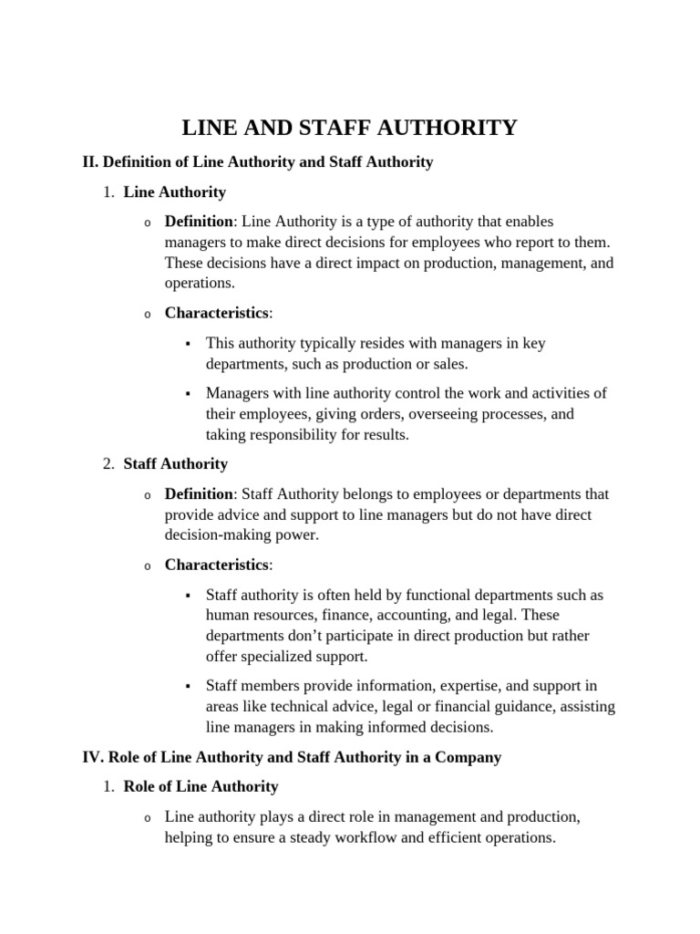 Line vs. Staff Authority Explained | PDF