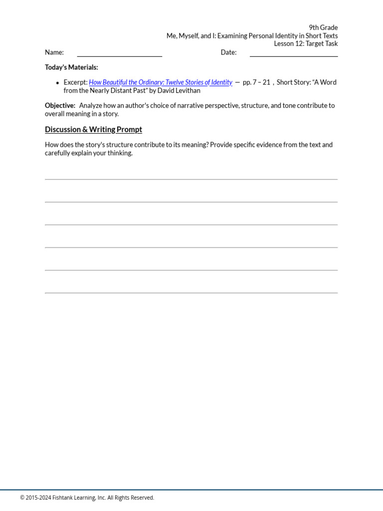 Lesson 12 Handout Target-Task | PDF