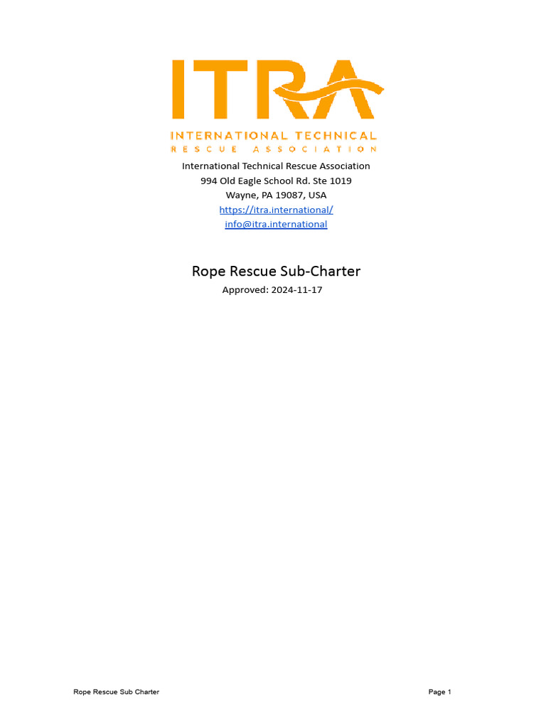 ITRA Rope Rescue Sub Charter | PDF | Personal Protective Equipment | Safety