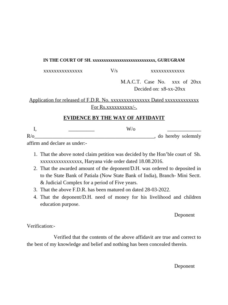 Affidavit For FDR Release MACT | PDF