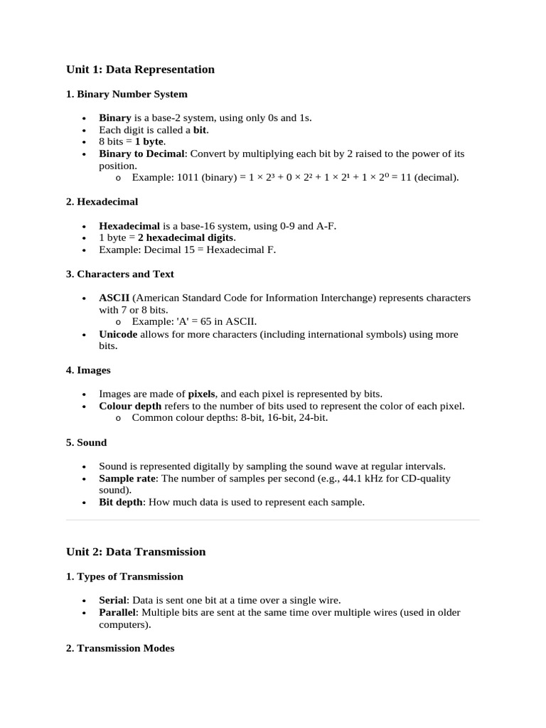 Data Representation and Transmission Basics | PDF | Computer Data Storage | Random Access Memory