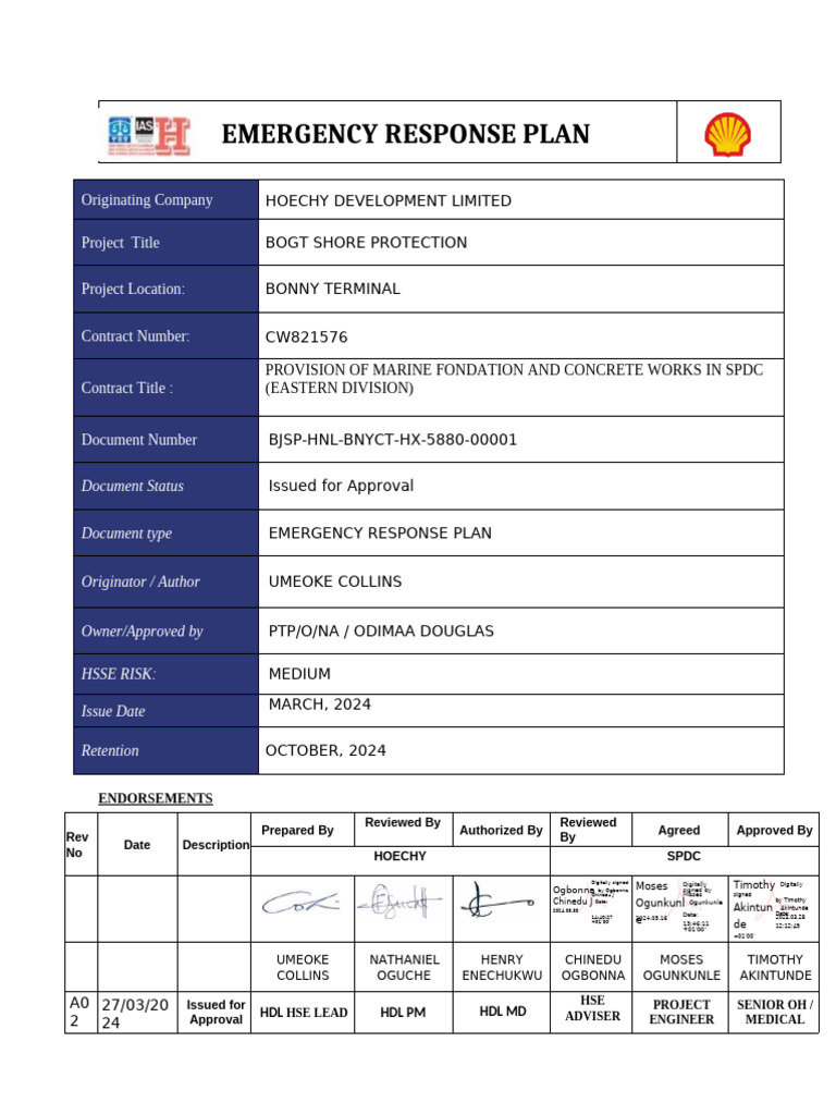 Emergency Response Procedure - Bogt Shore Protection - HDL | PDF ...