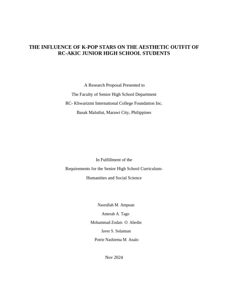 K-POP's Impact on Junior High Fashion | PDF | Methodology | Qualitative ...