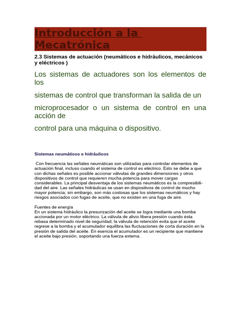 Introducción a la Mecatrónica | PDF | Motor eléctrico | Transistor