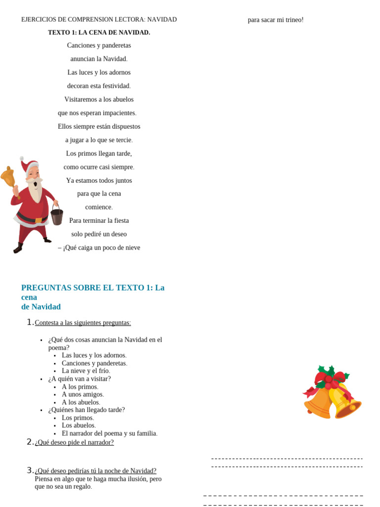 Ejercicios de Comprensión: Navidad | PDF | Árbol de Navidad | Navidad
