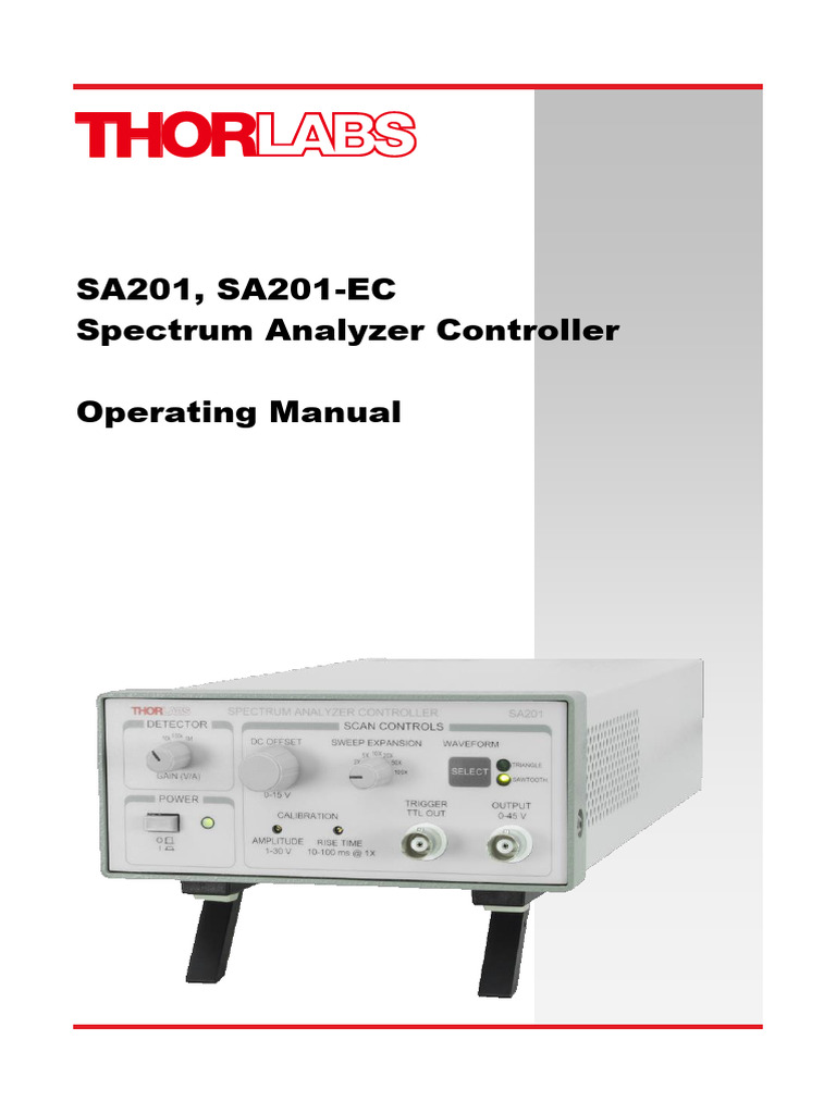 SA201, SA201-EC Spectrum Analyzer Controller Operating Manual | PDF | Amplifier | Fuse (Electrical)