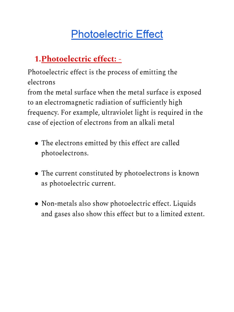 Photoelectric Effect Investigative Project | PDF | Photoelectric Effect ...