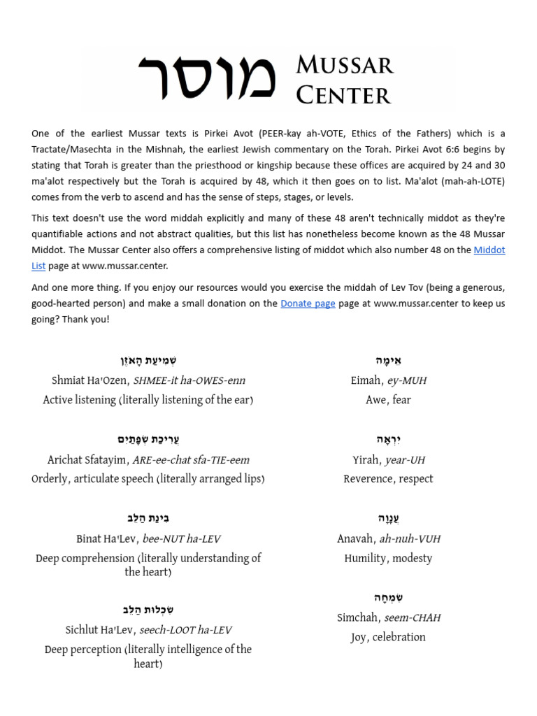 48 Steps To Torah | PDF | Jewish Texts | Jewish Law And Rituals