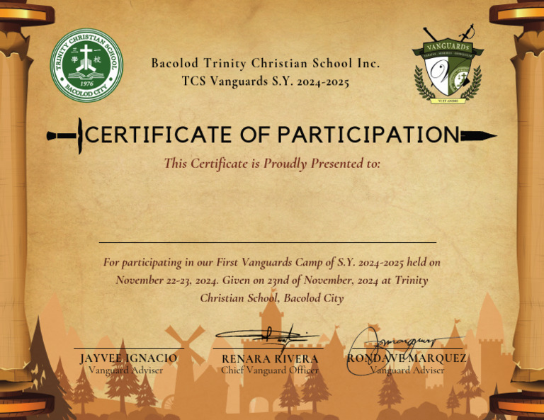 First VG Camp Certification of Participation | PDF