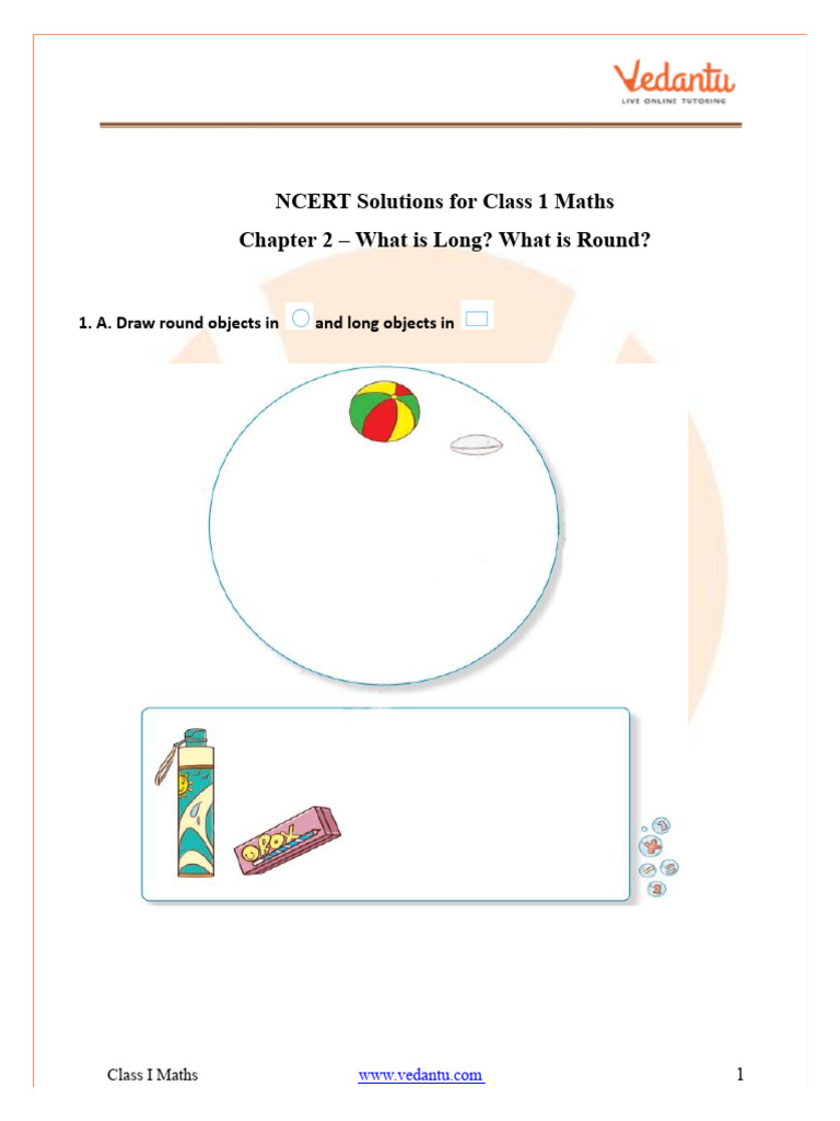 NCERT Solutions for Class 1 Maths Chapter 2 What Is Long_ What Is Round ...