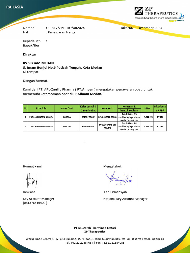 SPH RS SILOAM Medan - AMGEN | PDF