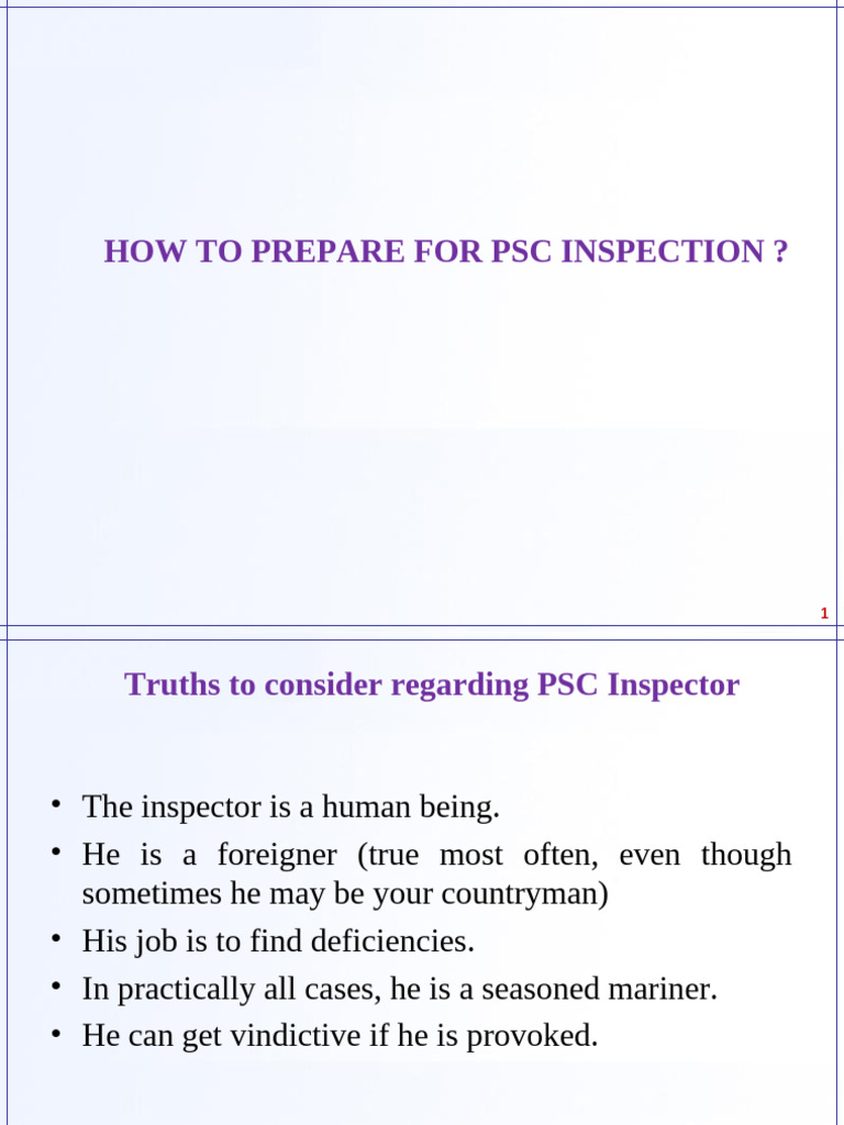 How Vessel Will Prepare For PSC Inspection | PDF | Ships | Shipping